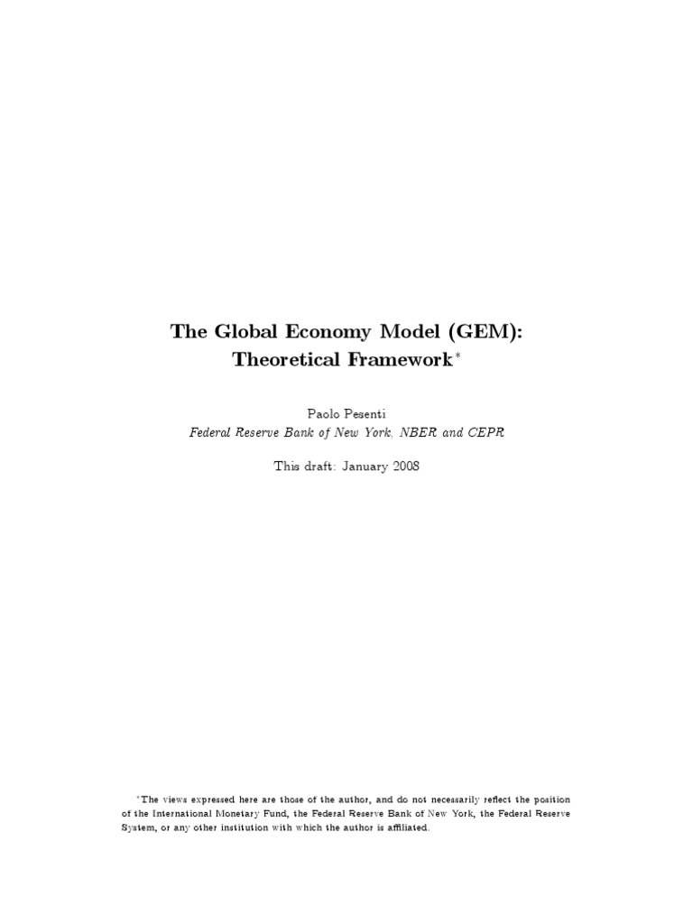 The Global Economy Model (GEM) : Theoretical Framework | PDF | Labour ...