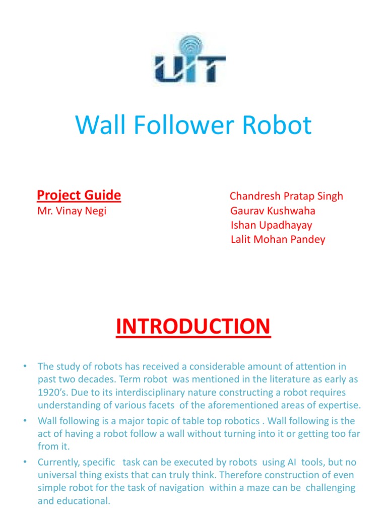 Wall Follower Robot - Presentation | PDF | Microcontroller | Sensor