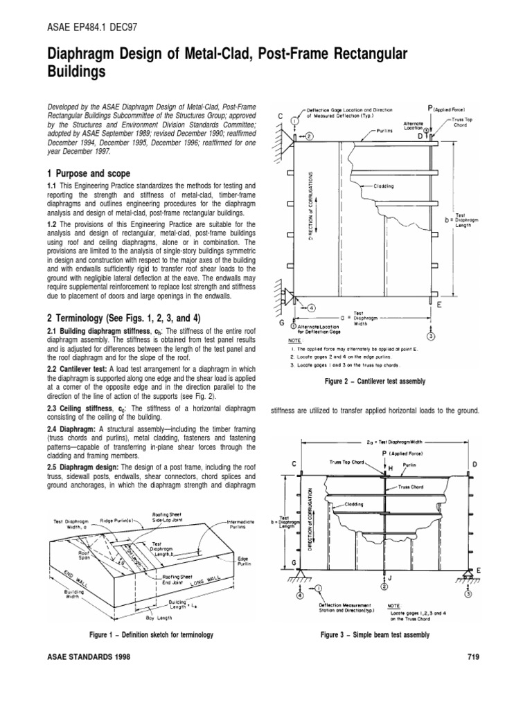 Diaphragm Design of Metal Clad Post Framed Buildings | PDF | Truss ...