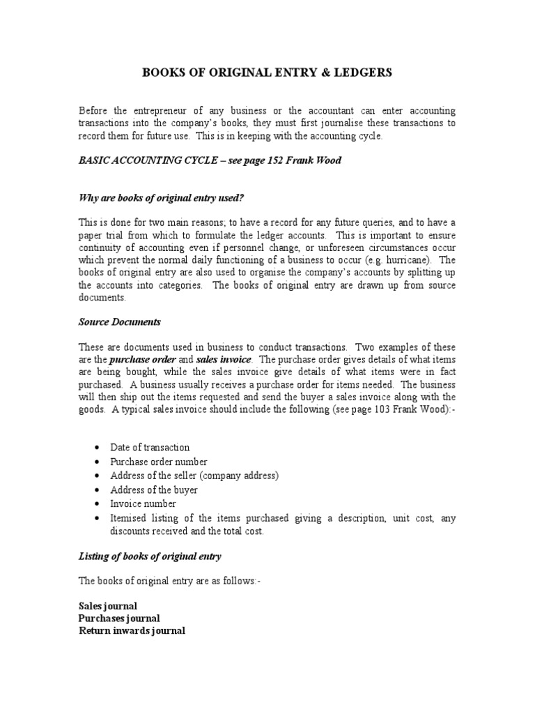 Books of Original Entry | PDF