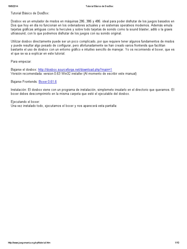 Tutorial Básico de DosBox | PDF | Microsoft Windows | Sistema operativo
