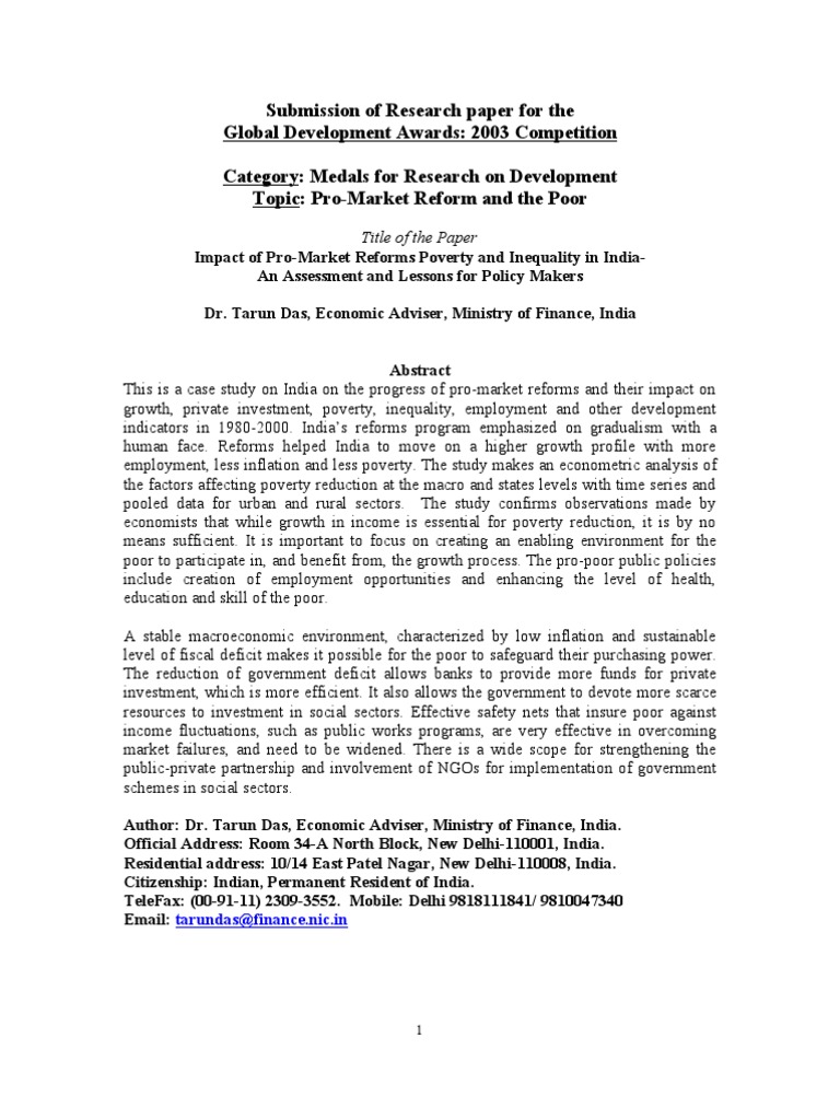 Poverty and Reforms - A Case Study For India by Tarun Das | Download ...