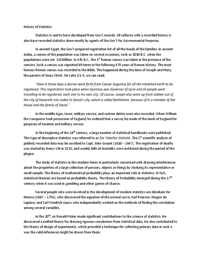History of Statistics | PDF | Statistics | Academic Discipline Interactions
