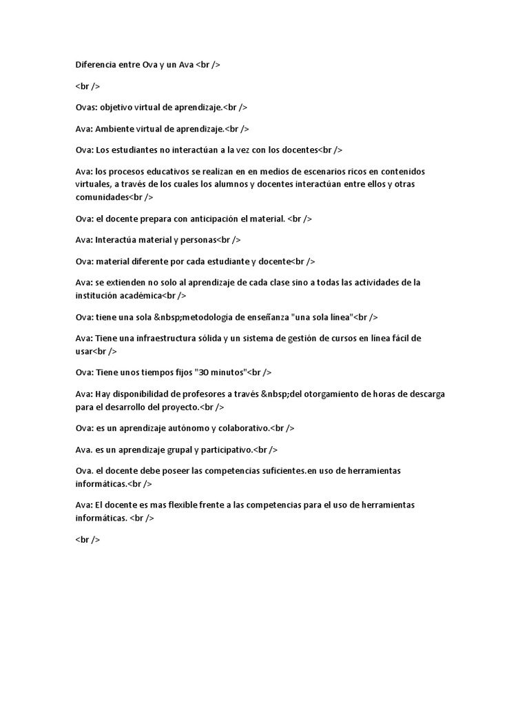 Diferencia Entre Ova y Un Ava | PDF | Maestros | Aprendizaje