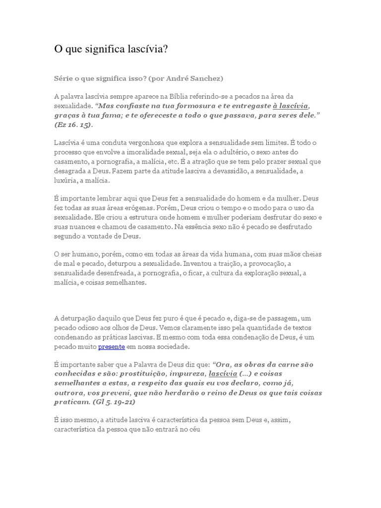O significado e as consequências da lascívia segundo a Bíblia | PDF