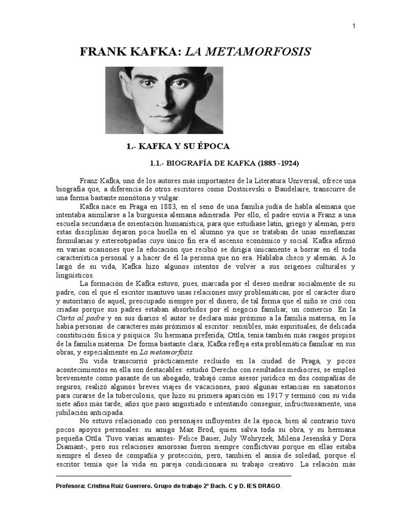 Apuntes Metamorfosis | PDF | Franz Kafka | La metamorfosis