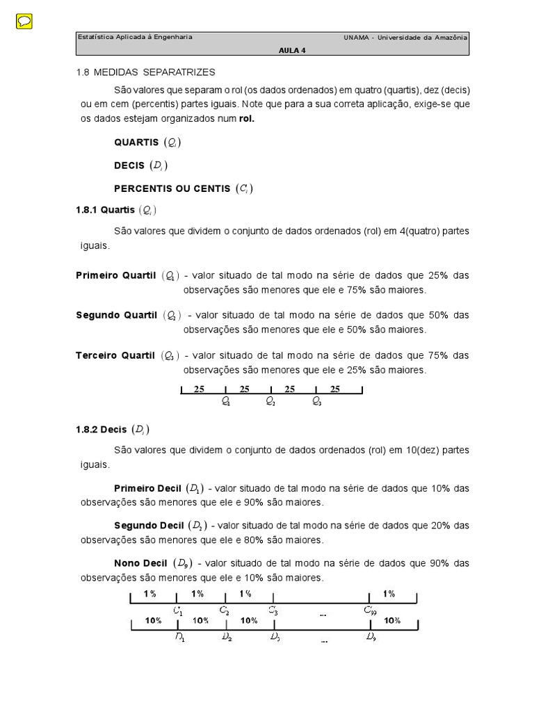 Cálculo de Quartis, Decis e Percentis | PDF | Percentual | Estatísticas ...