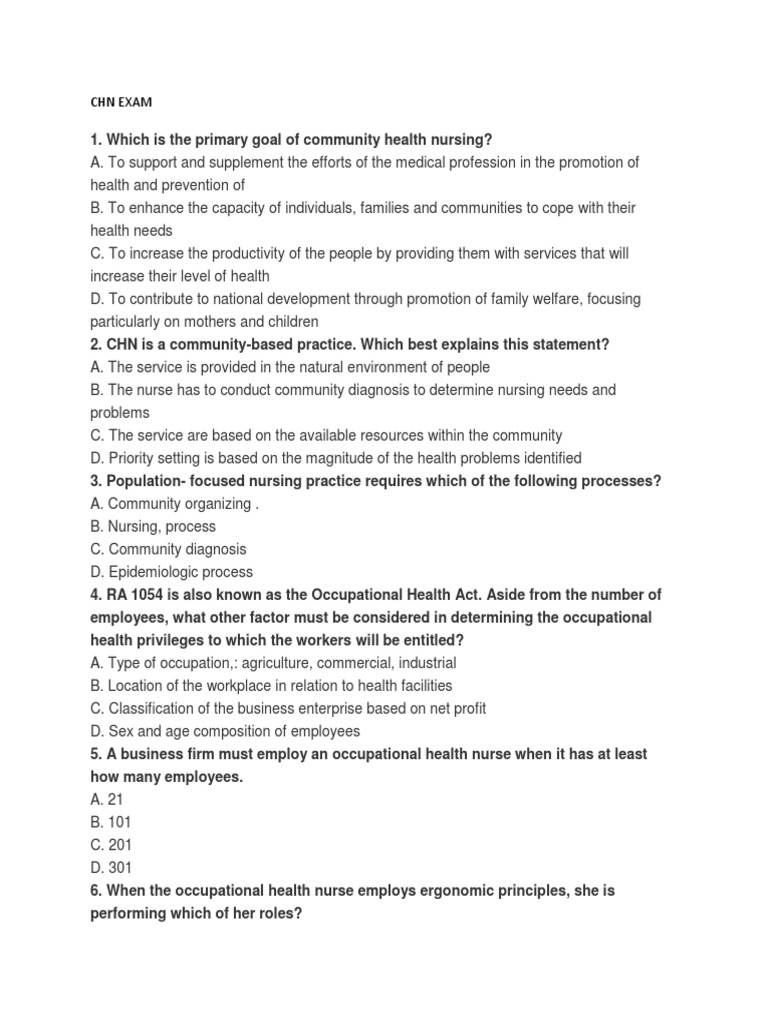 CHN Exam | PDF | Midwife | Nursing