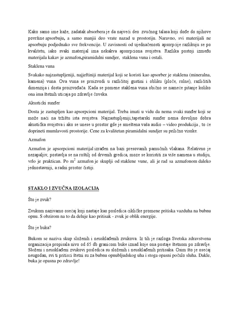 Zvucna Izolacija | PDF