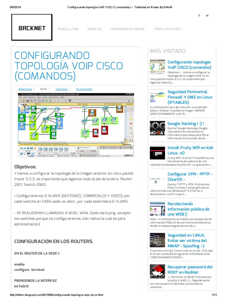 Configurando Topología VoIP CISCO (Comandos) Totalidad en Redes by ...