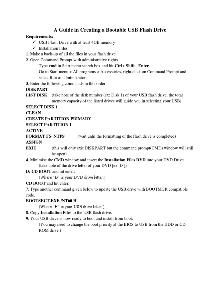 Create a Bootable USB Drive Guide | PDF