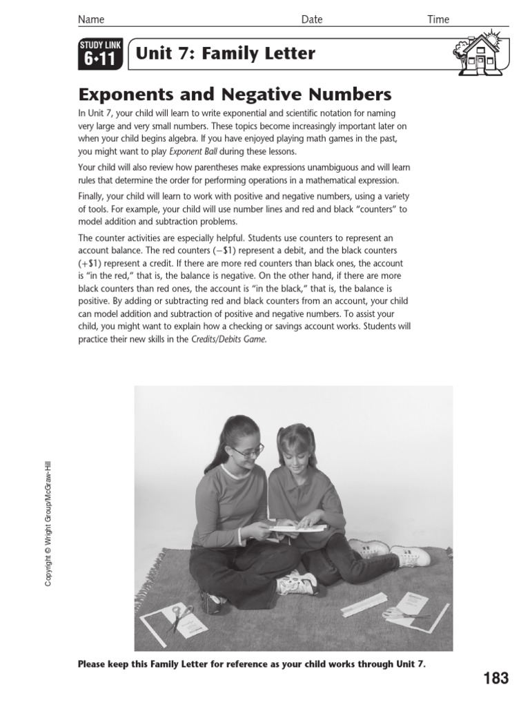 Edm Study Link 6 11 Family Letter | PDF | Exponentiation | Bracket