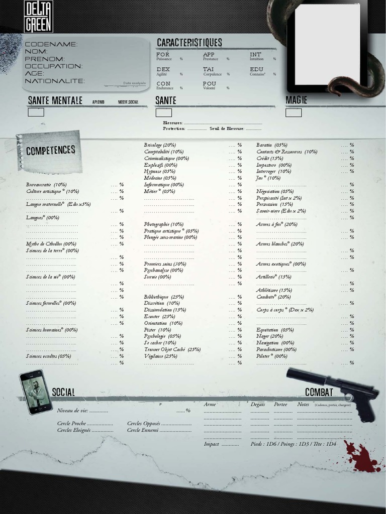 Delta Green Character Sheet PDF | PDF