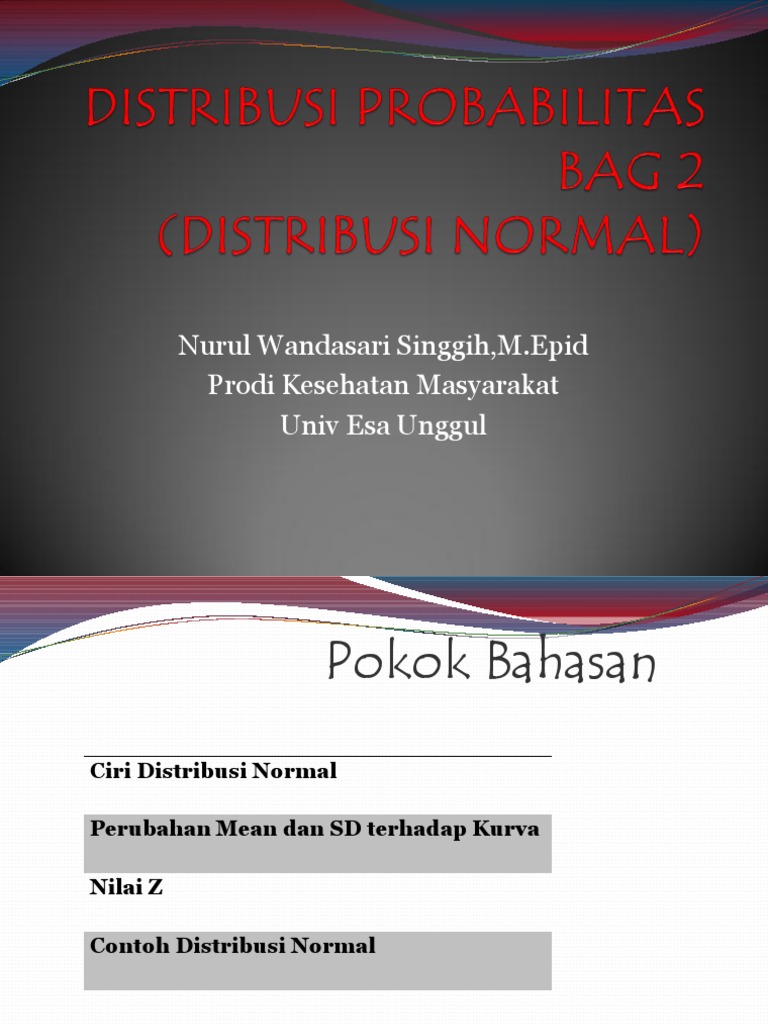 Ciri dan Contoh Distribusi Normal | PDF | Metode & Bahan Ajar | Sains ...