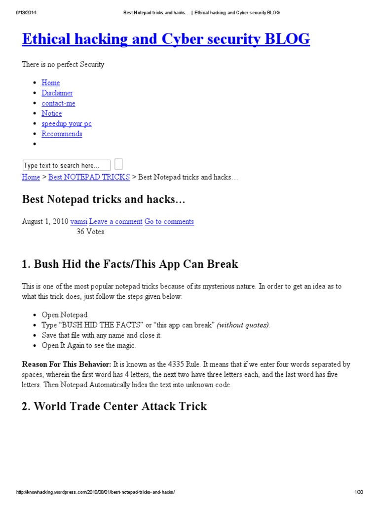 Notepad Tricks & Hacks Guide | PDF | Computer Virus | Antivirus Software