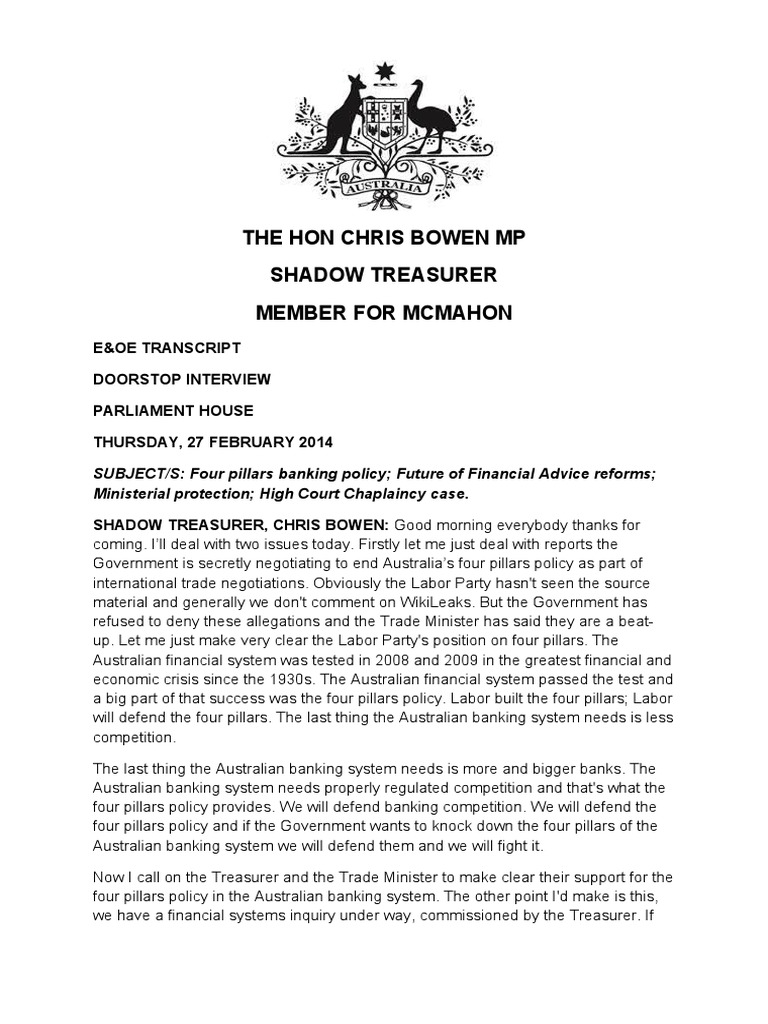 The Hon Chris Bowen MP | PDF | Financial Adviser | Economies