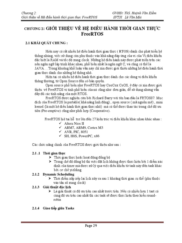 He Dieu Hanh FreeRTOS | PDF