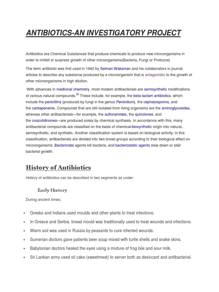 Antibiotics: History and Classification | PDF | Antimicrobial ...