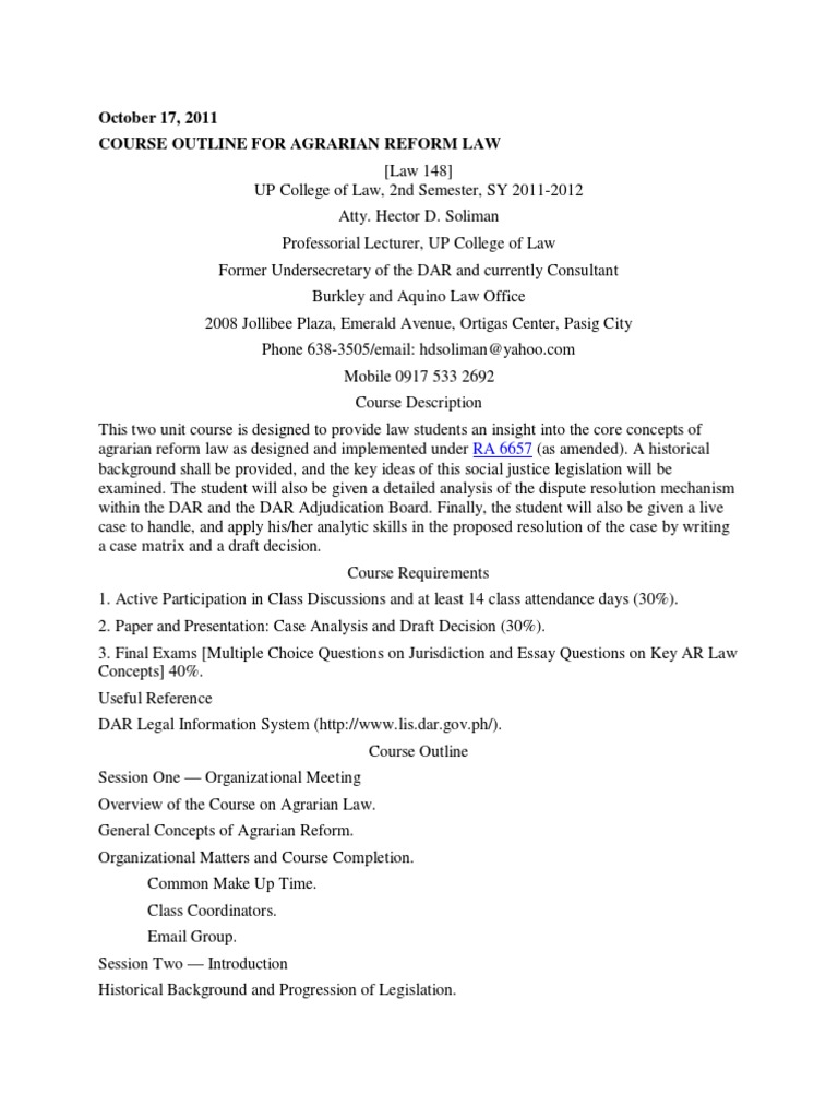 Department Of Agrarian Reform Pdf Land Law Property Law