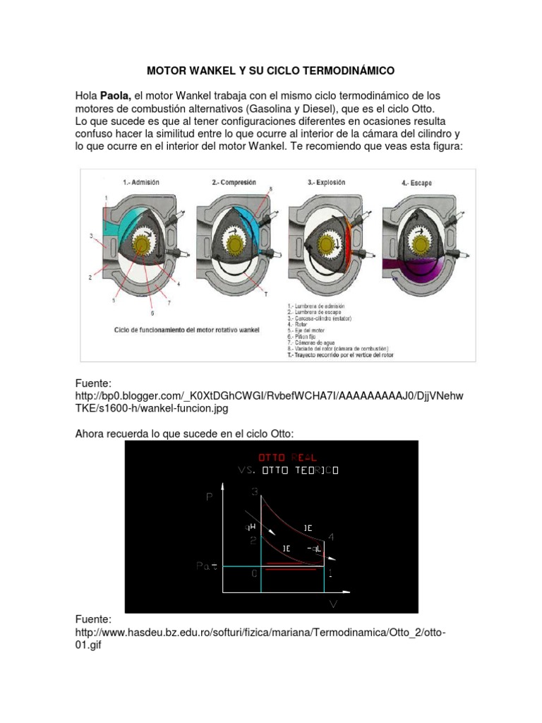 Motor Wankel y Su Ciclo Termodinámico | PDF | Motores | Tecnología del ...