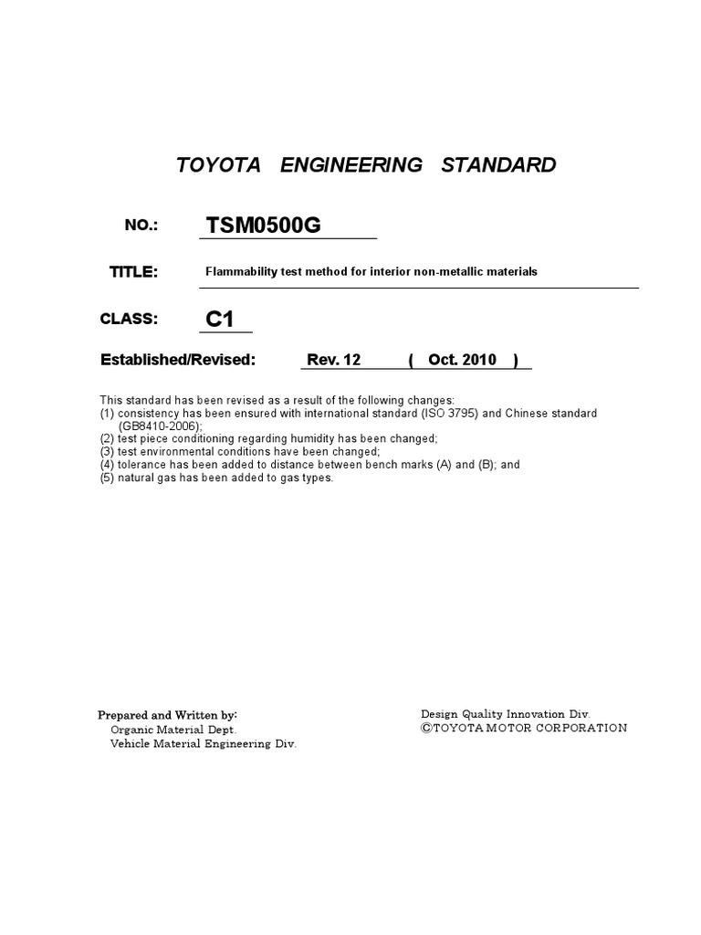 Toyota Engineering Standard | PDF | Confidentiality | Combustion