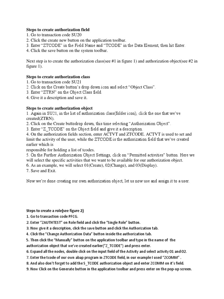 Steps To Create Authorization Field | PDF | Button (Computing) | Point ...