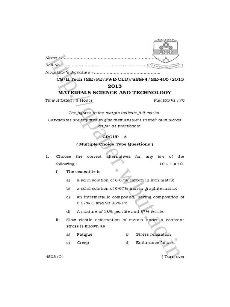 HT TP: //qpa Pe R.W But .Ac .In: 2013 Materials Science and Technology | PDF | Steel | Cast Iron