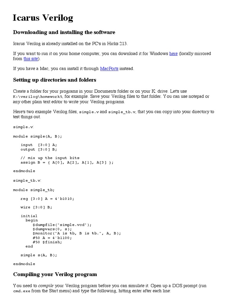 E15 - Fall 2010 - Icarus Verilog Tutorial PDF | PDF | Directory ... E15 - Fall 2010 - Icarus Verilog Tutorial PDF | PDF | Directory ...
