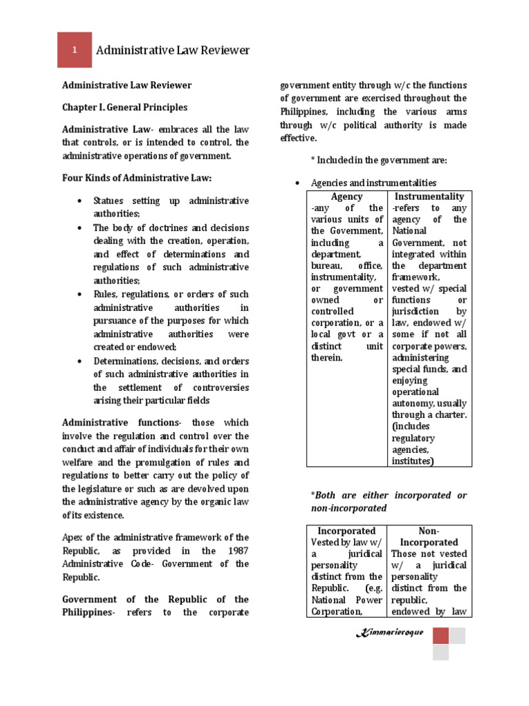 Administrative Law Reviewer | PDF | Administrative Law | Government ...