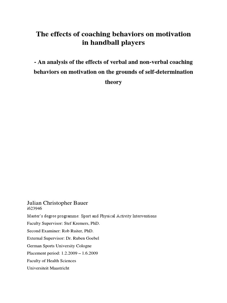 Handball Coaching | PDF | Motivation | Motivational