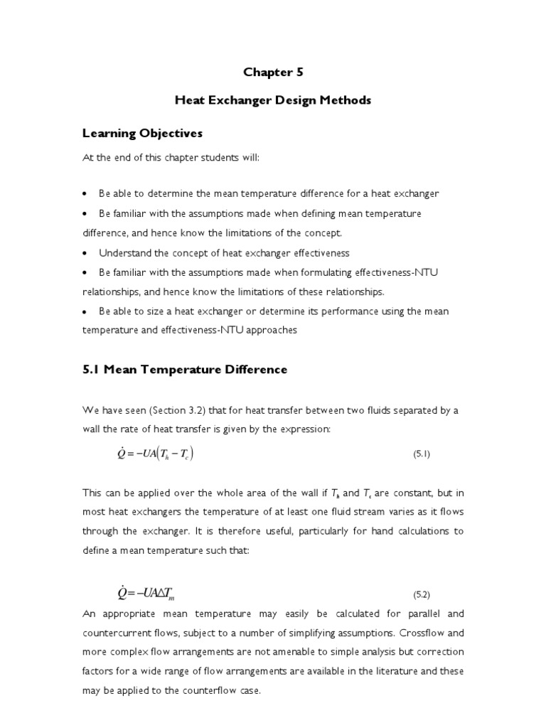 CH 5 Heat Exchanger Design Methods | PDF | Heat Exchanger | Heat