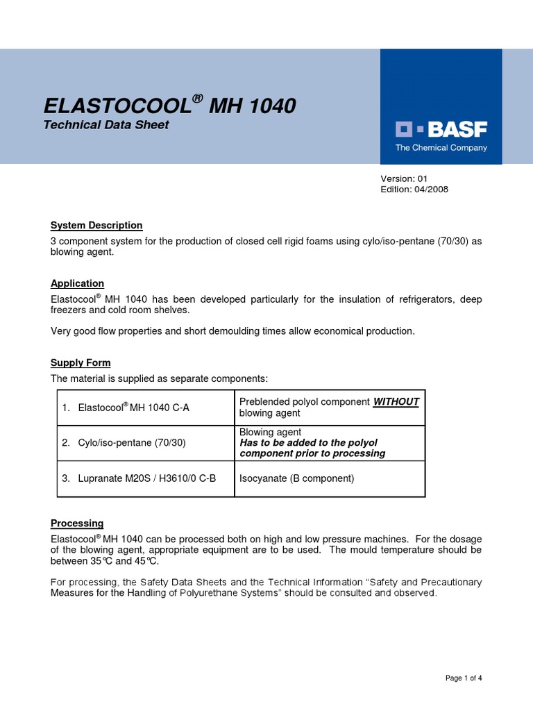 Elastocool MH1040 | PDF | Industries | Chemistry