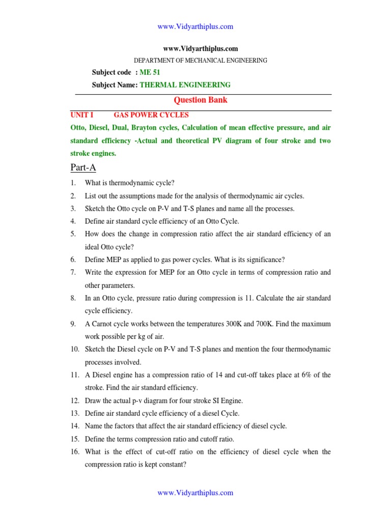Thermal Engineering Question Bank | PDF | Internal Combustion Engine ...