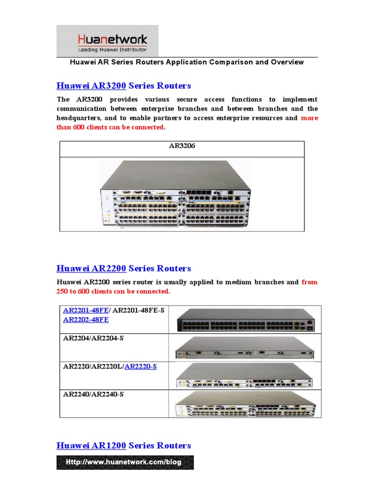 Huawei AR Series Routers Application Comparison and Overview | Download ...