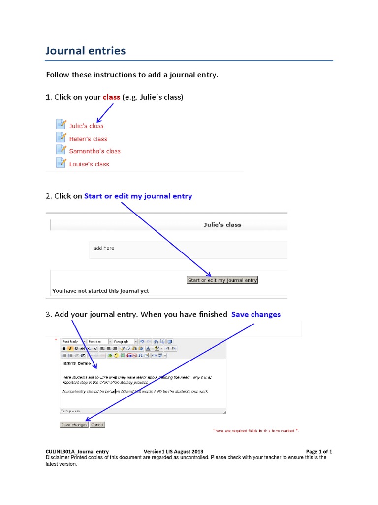 Journal Entries: Follow These Instructions To Add A Journal Entry. 1 ...