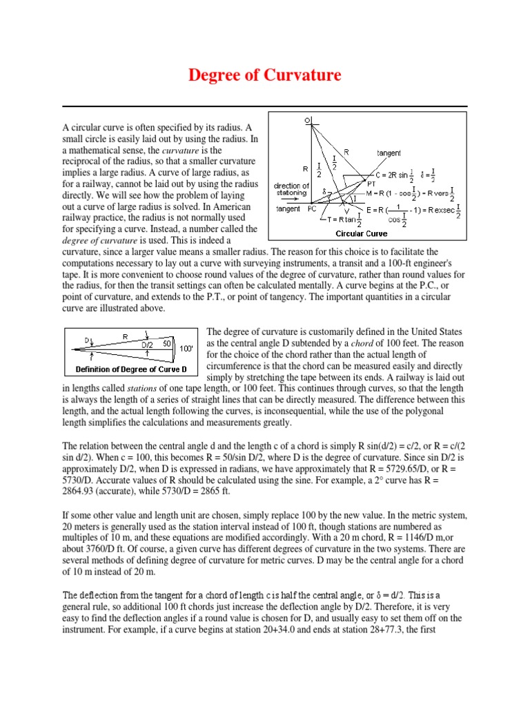 Degree of Curvature Is Used. This Is Indeed A | PDF | Curvature | Sine