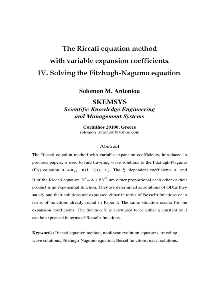 The Riccati Equation Method With Variable Expansion Coefficients Iv