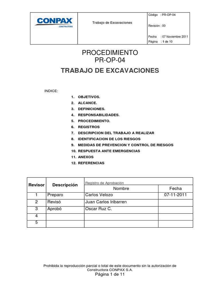Procedimiento Trabajo de Excavaciones