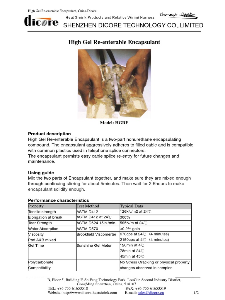 High Gel Re Enterable Encapsulant | PDF | Gel | Goods