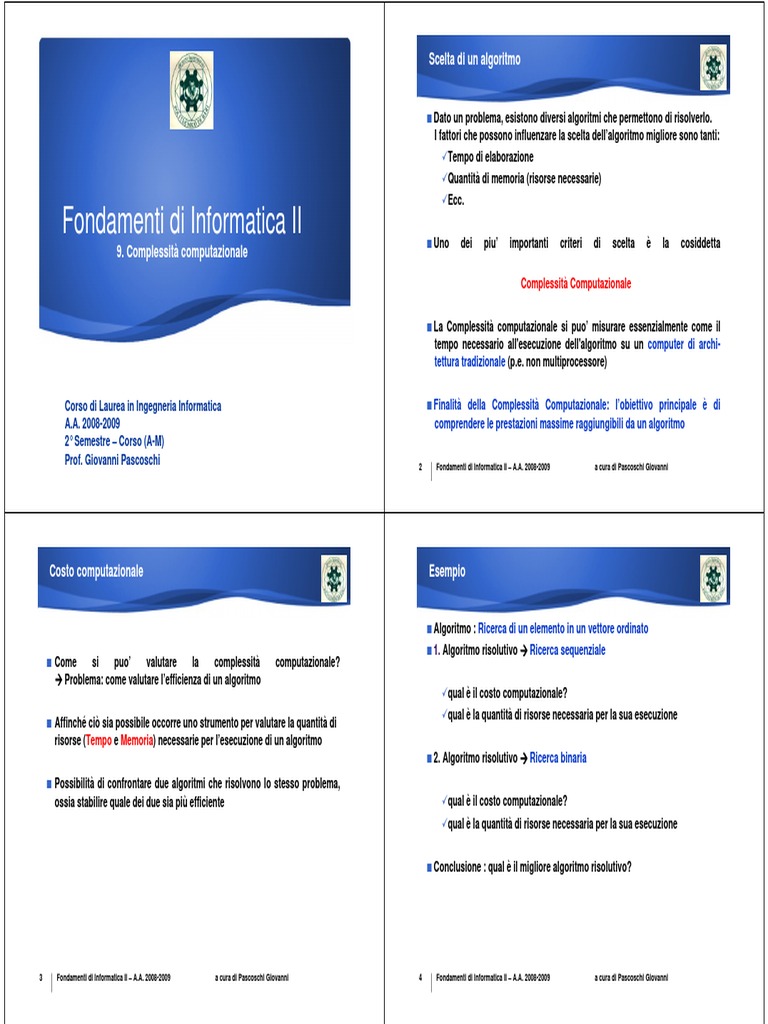 9 Complessita' Computazionale | PDF