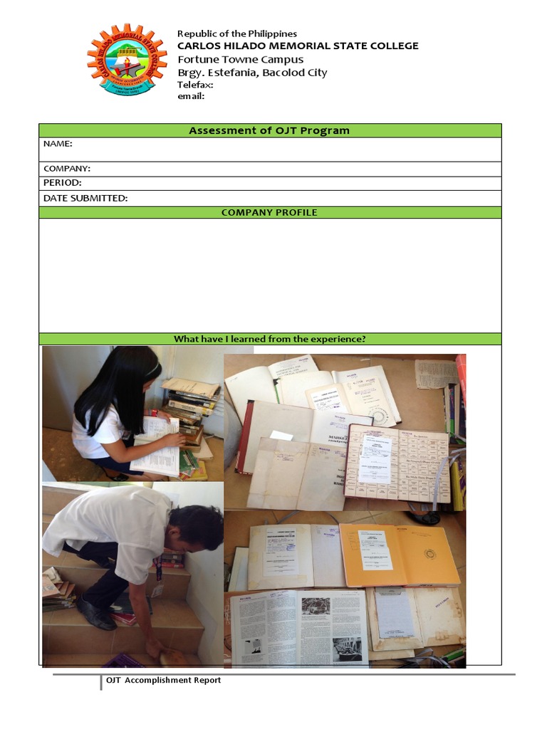 Accomplishment Report Format 2013 For Ojt | PDF