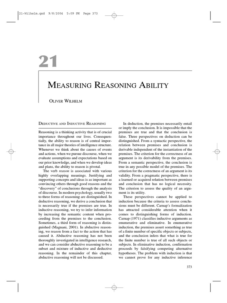 Measuring Deductive Reasoning | PDF | Logic | Reason