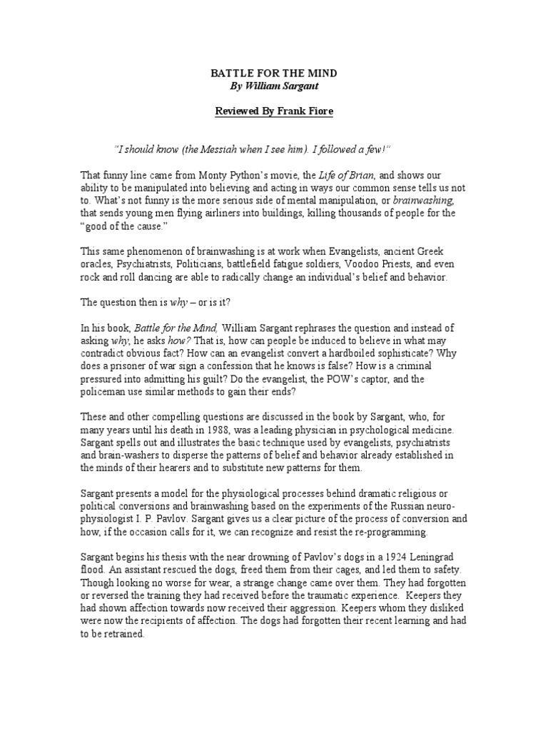 Battle For The Mind | PDF | Mind Control | Psychological Trauma