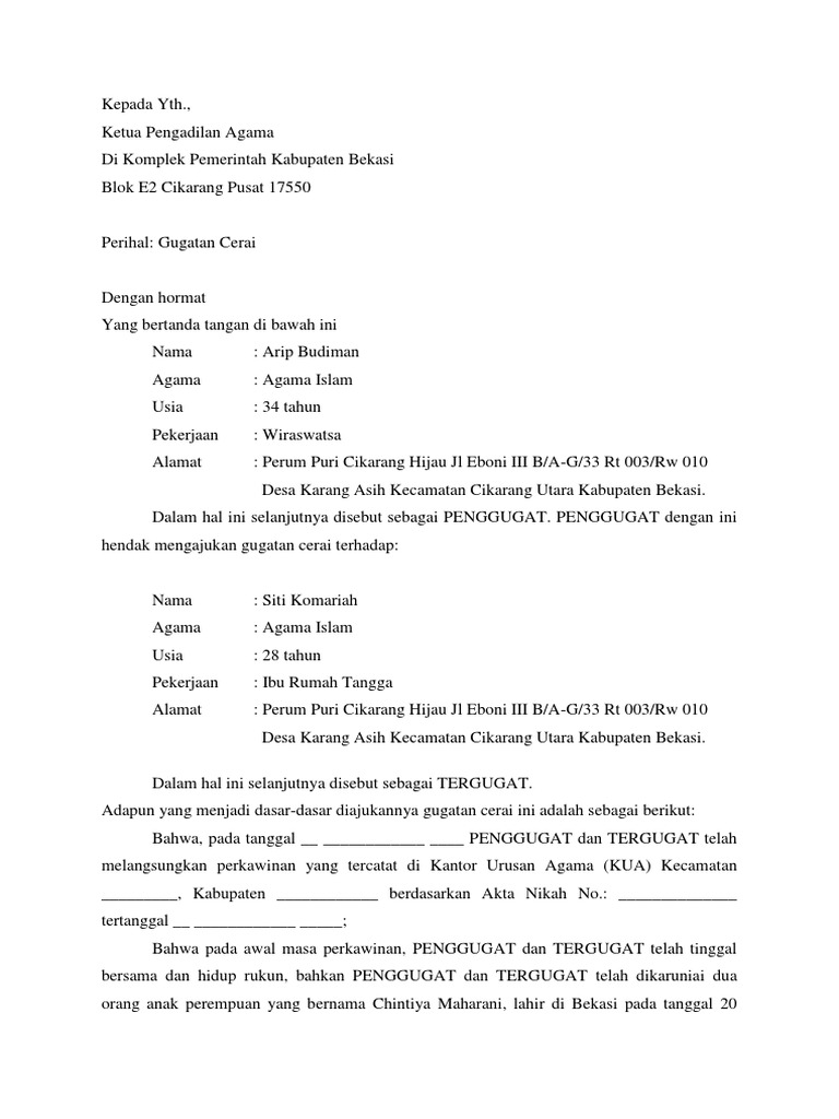 Gugatan Cerai Arip-Siti | PDF