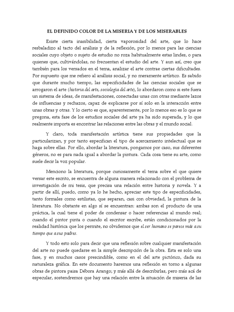 El Definido Color de La Miseria y de Los Miserables | PDF | Pinturas ...