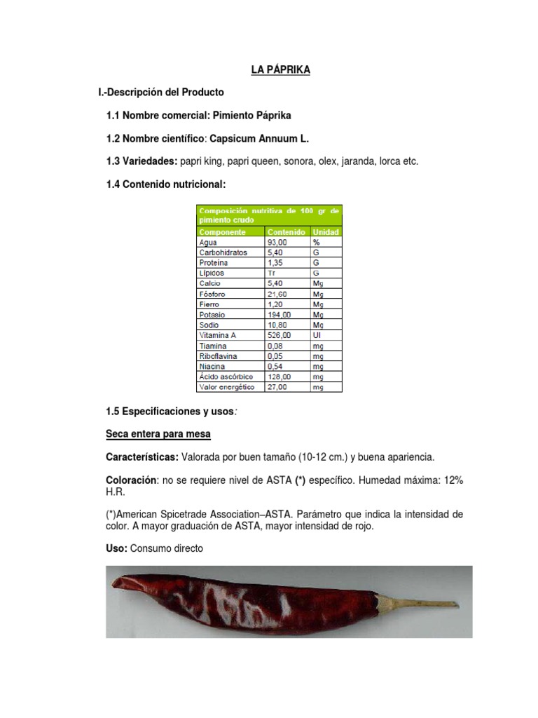 La Páprika | Descargar gratis PDF | Pimenton | Pimiento