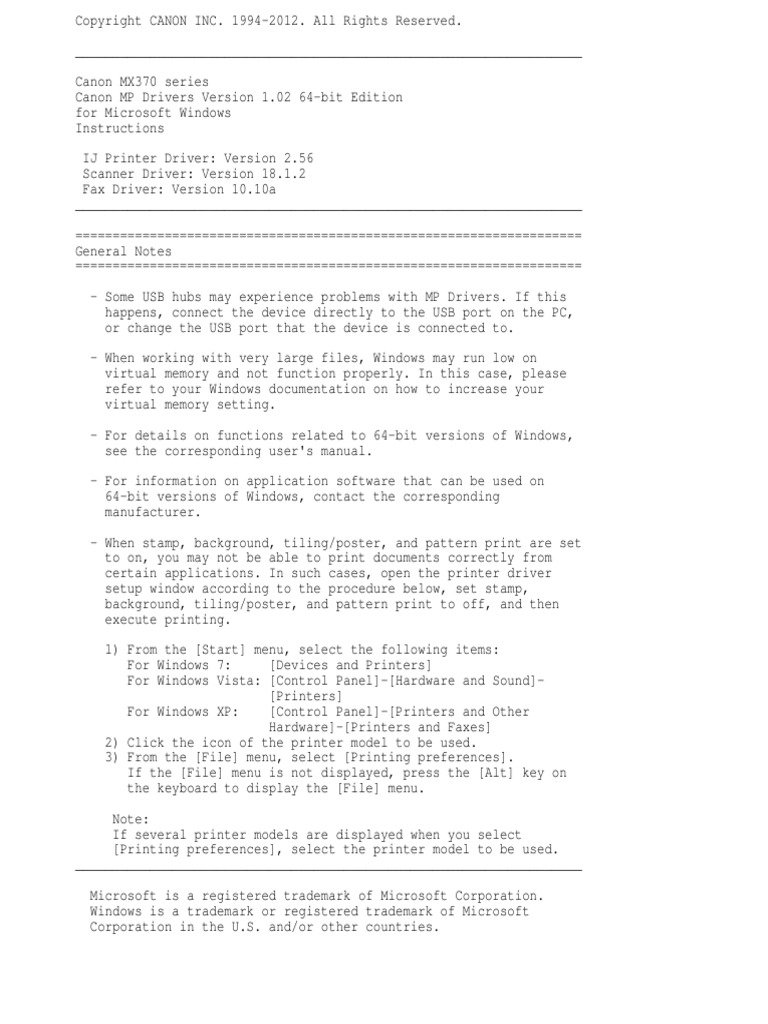 Readme | PDF | Microsoft Windows | Printer (Computing)