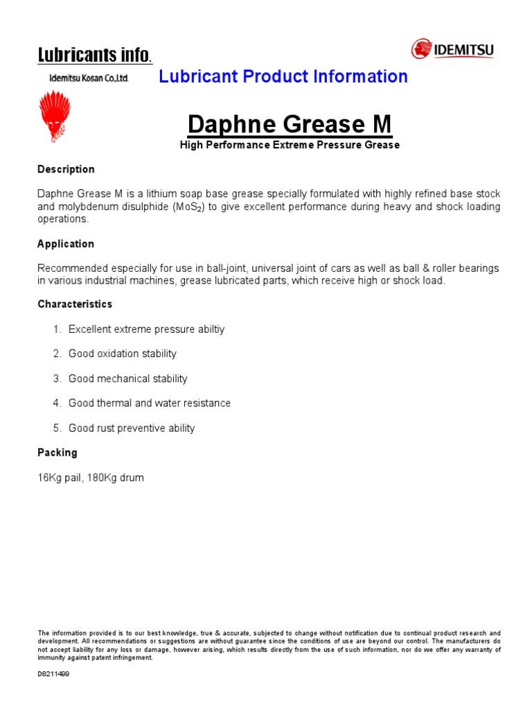 DN Grease M | PDF | Lubricant | Information
