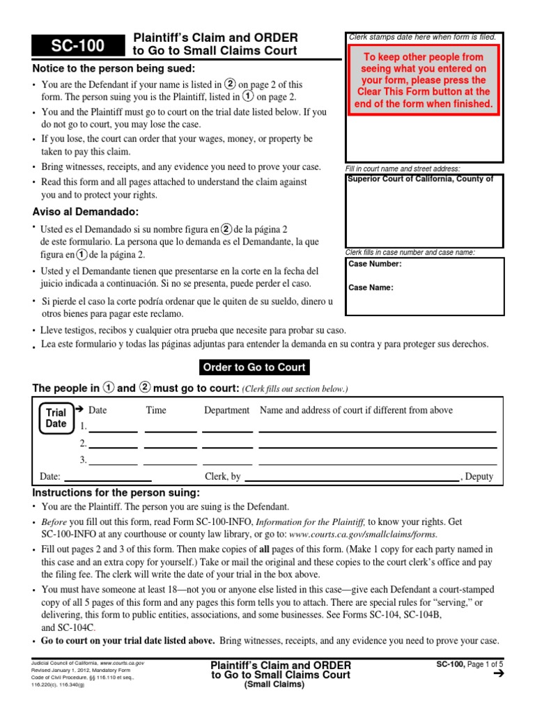 Small Claims Order | PDF