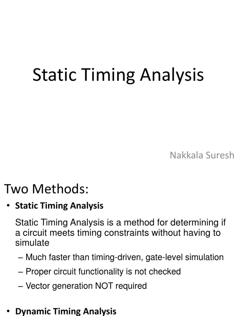Overview of Static Timing Analysis | PDF | Electronic Design Automation ...